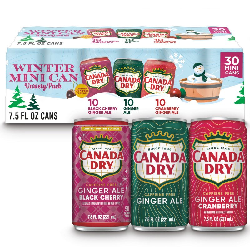 Canada Dry Winter Mini Can Variety Pack, 7.5 fl. oz., 30 pk.