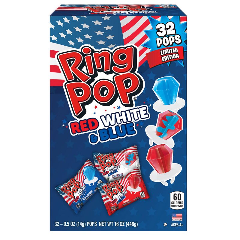 Ring Pop Red, White, And Blue Variety Pack, 32 count