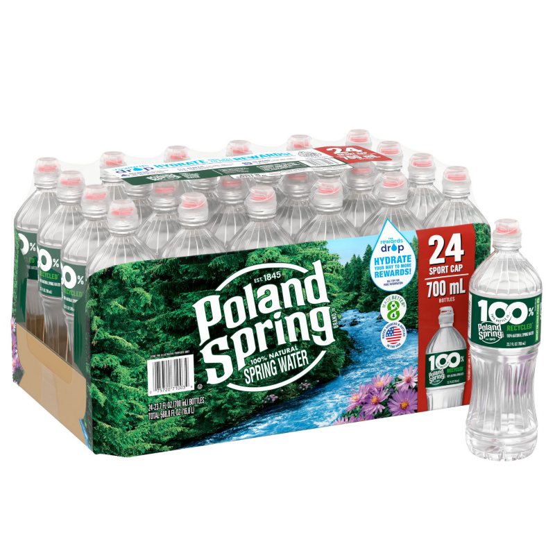 Poland Spring 100% Natural Spring Water with Sports Cap 23.7 fl