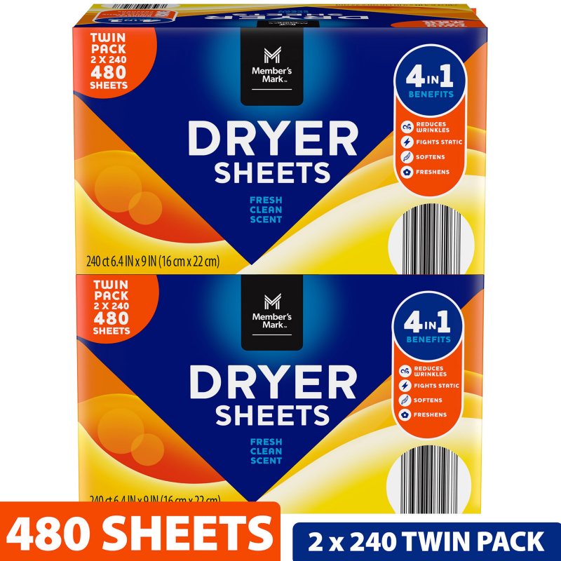 Member's Mark Dryer Sheets Fresh Clean 240 ct (2-pk)