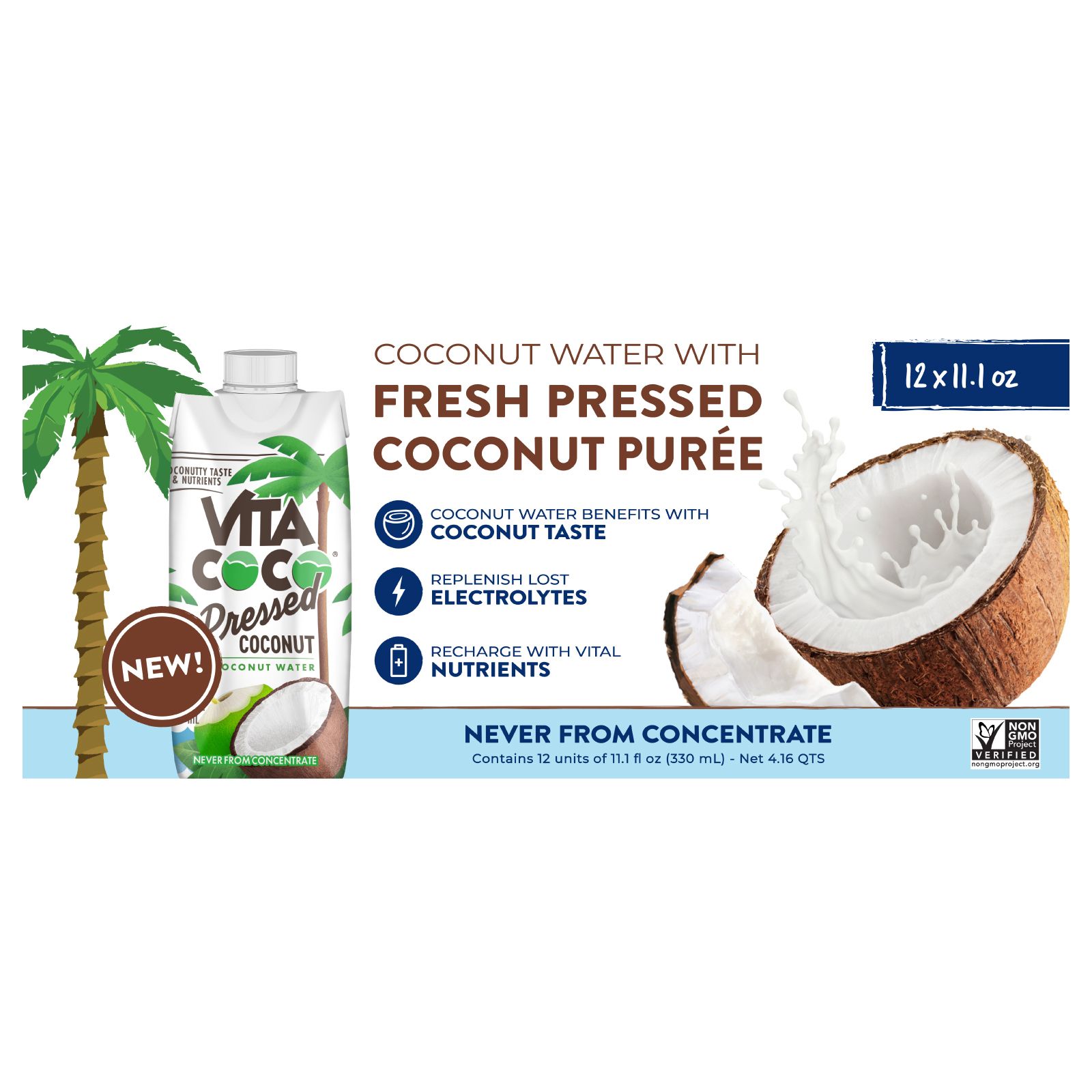 Vita Coco Pressed Coconut Water 11.1 fl oz (12-pk)
