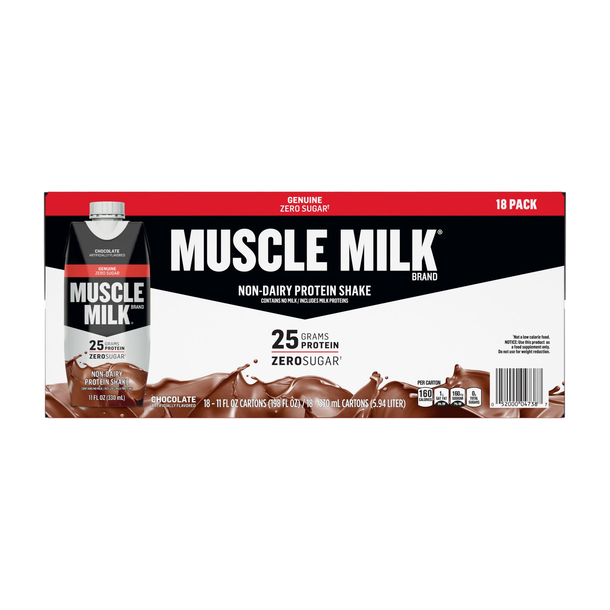 Muscle Milk Non-Dairy Protein Shake Chocolate 11 fl oz (18-pk)