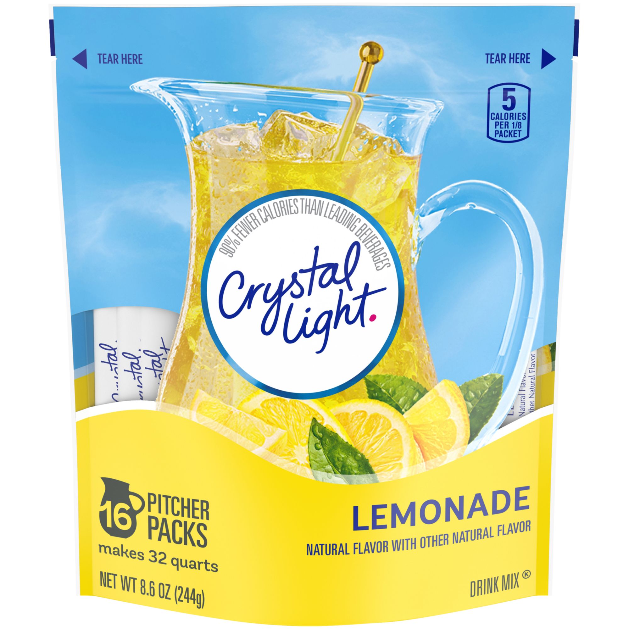 Crystal Light Drink Mix Packets, Lemonade, 16 ct