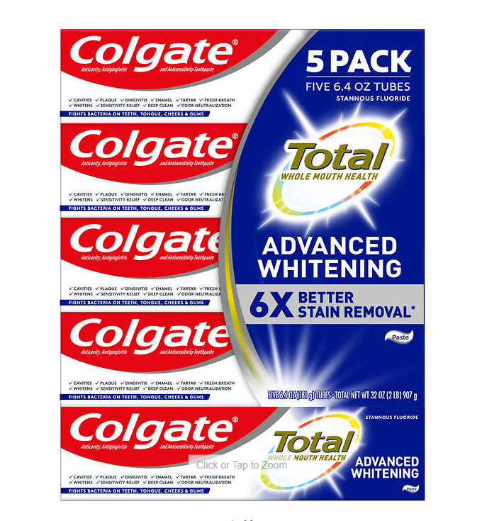 Colgate Total Advanced Whitening Toothpaste 6.4 oz (5-pk)