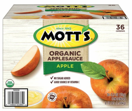 Mott's Organic Applesauce 3.9 oz (36-pk)