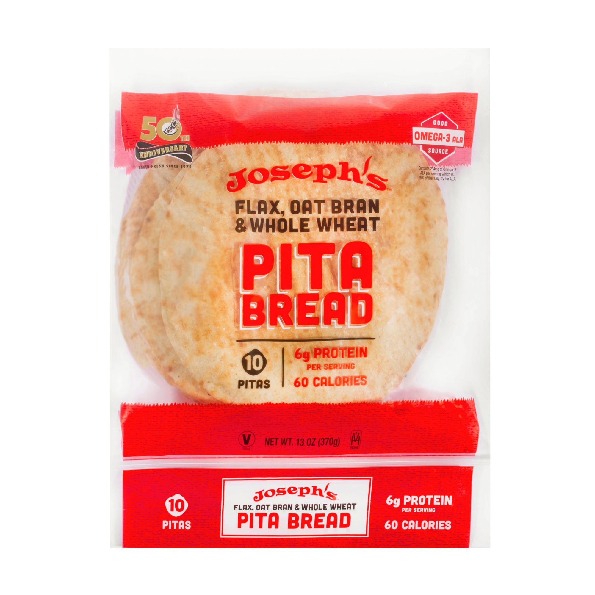 Joseph's Flax Oat Bran & Whole Wheat Pita Bread 10 ct