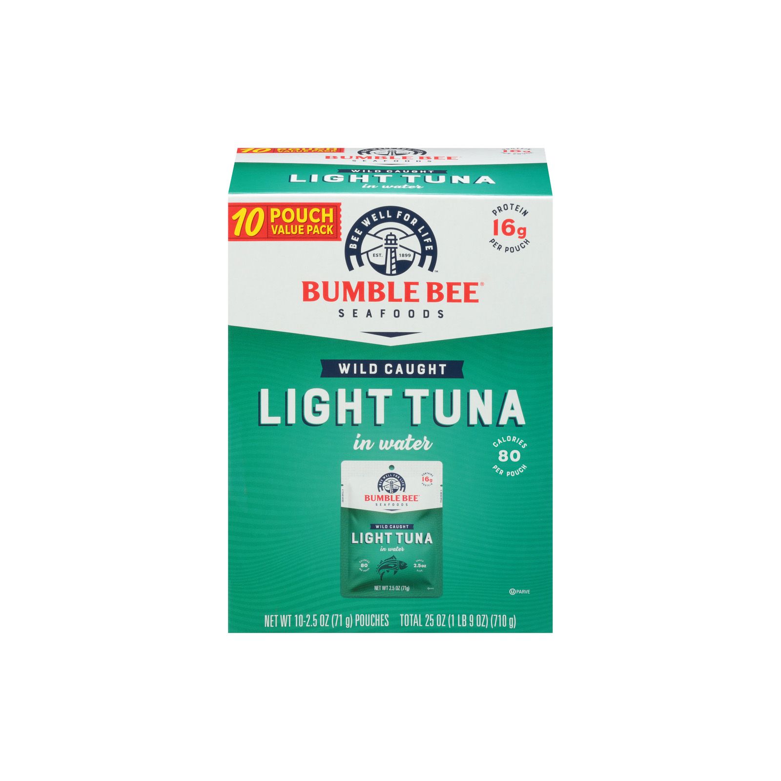 Bumble Bee Wild Caught Light Tuna in Water Pouches 2.5 oz (10-p