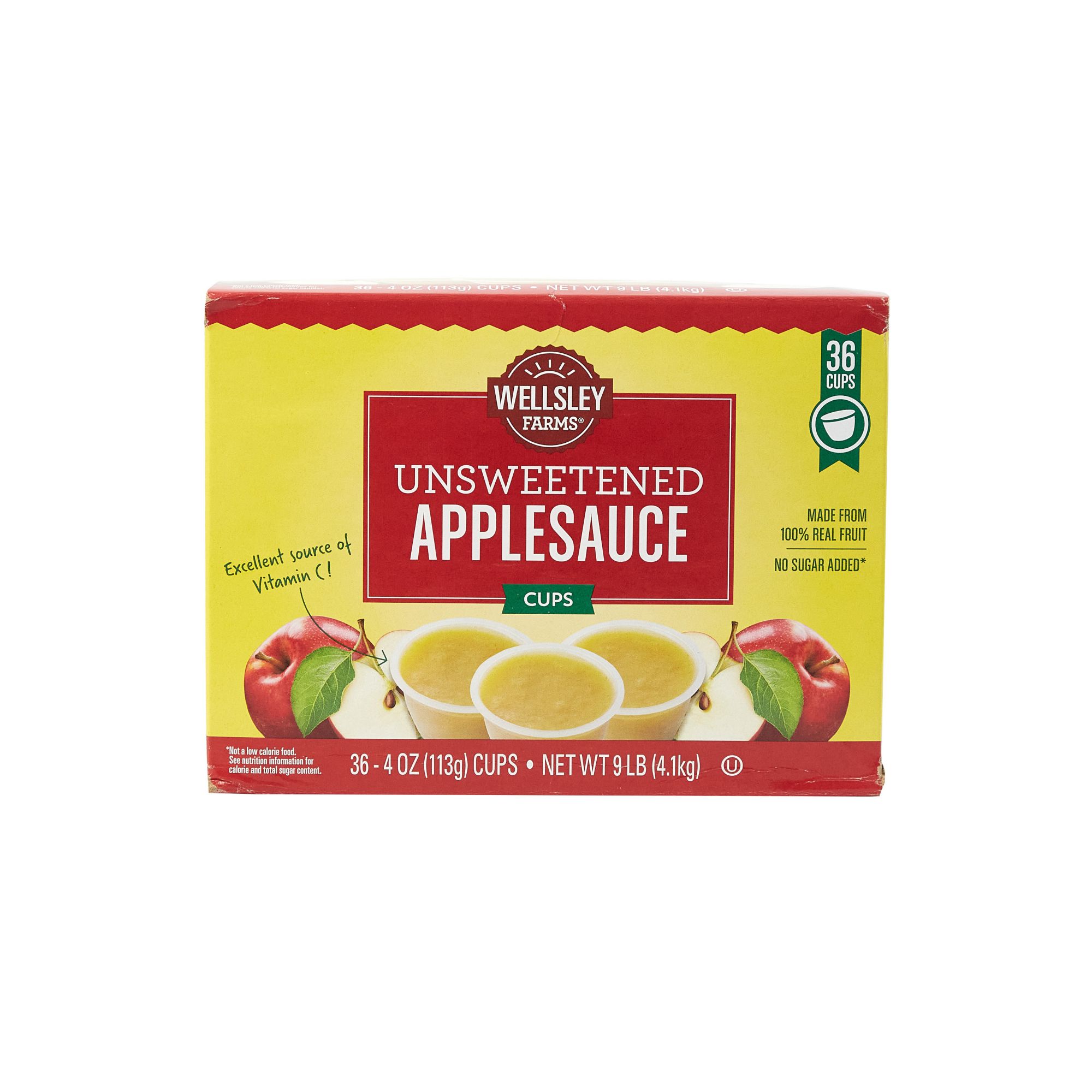 Wellsley Farms Unsweetened Applesauce Cups 4 oz (36-pk)