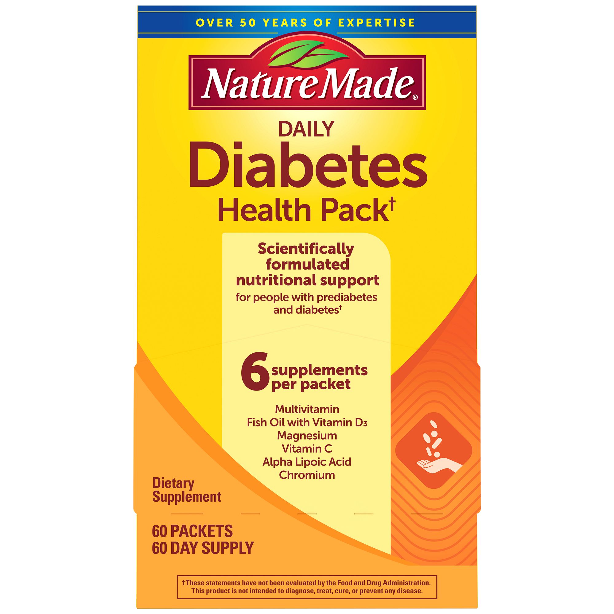 Nature Made Daily Diabetes Healh Supplement-pkets 60 ct