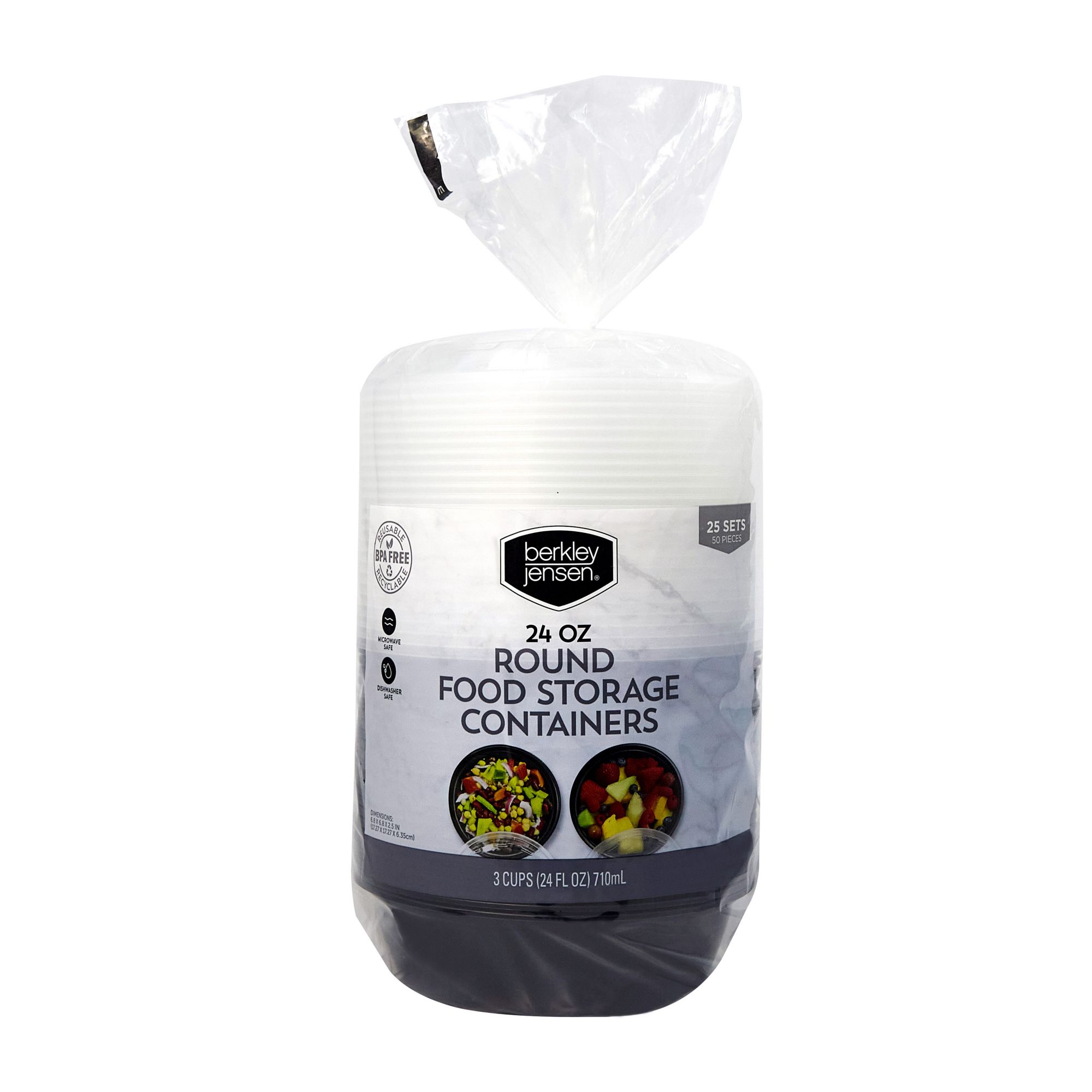 Berkley Jensen Round Food Storage Container Sets 24 oz 25 ct
