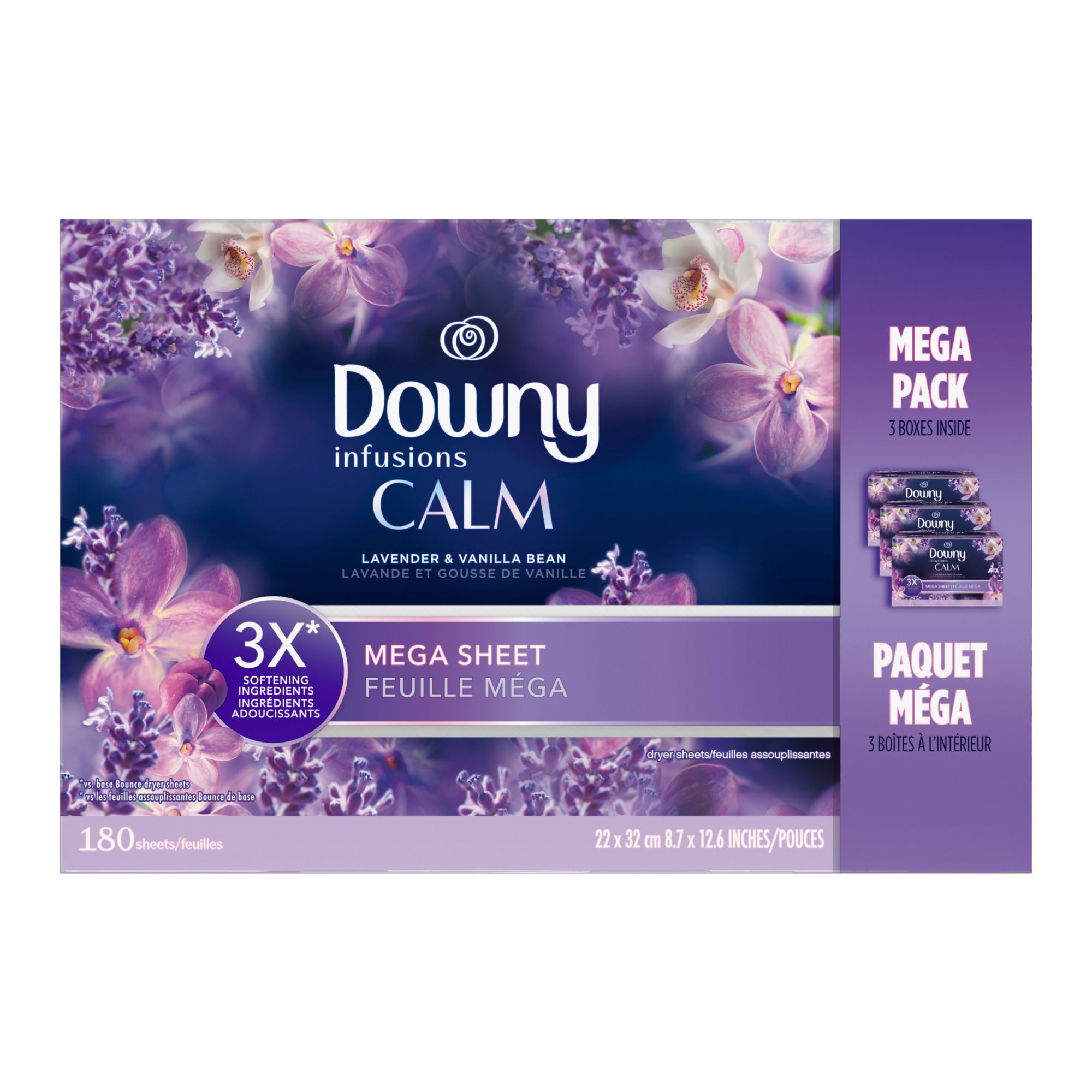 Downy Infusions Calm Mega Dryer Sheets Lavender & Vanilla Bean