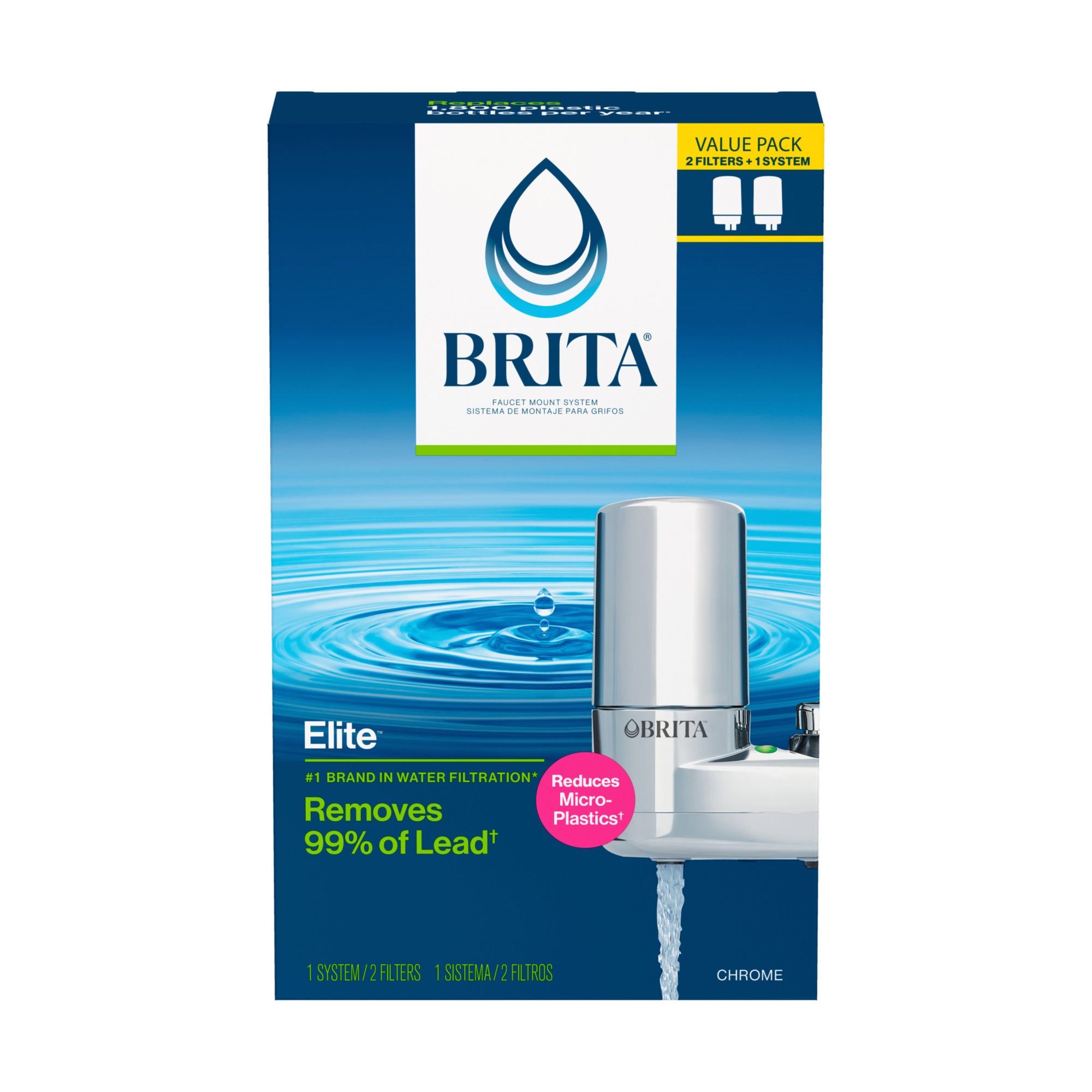 Brita Elite Faucet Mount System Chrome 3 ct