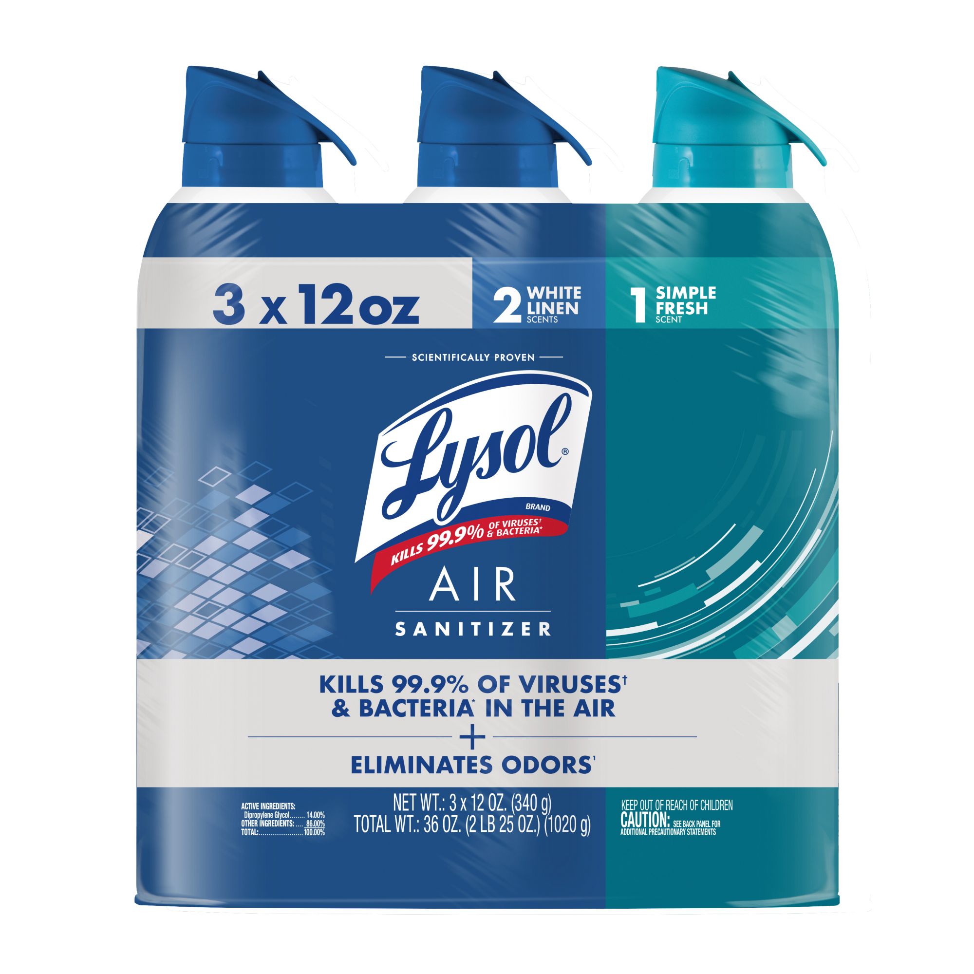 Lysol Air Sanitizing Spray, 3 pack/12 oz.