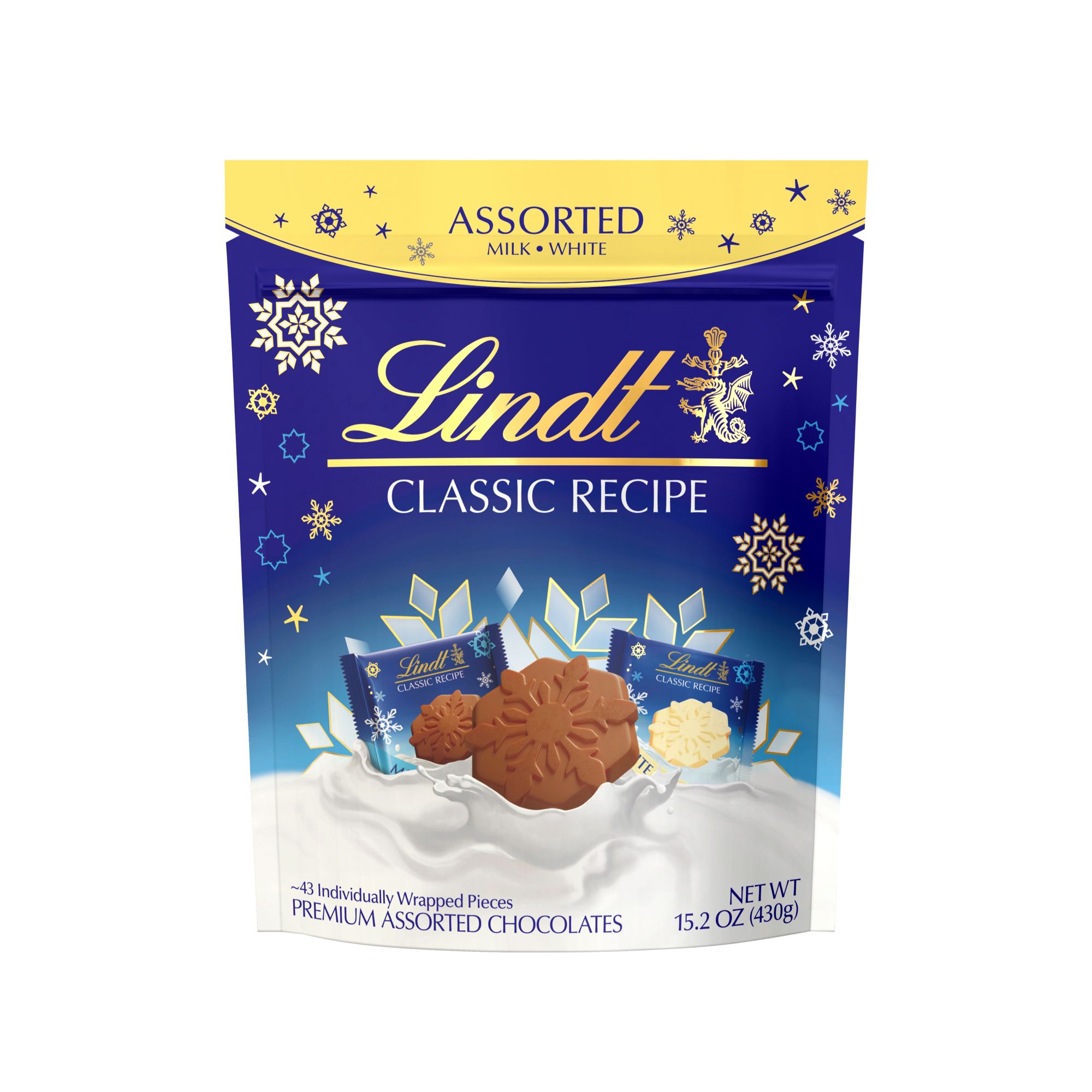 Lindt Assorted Classic Recipe Milk Chocolate Snowflakes, 15.1 oz.