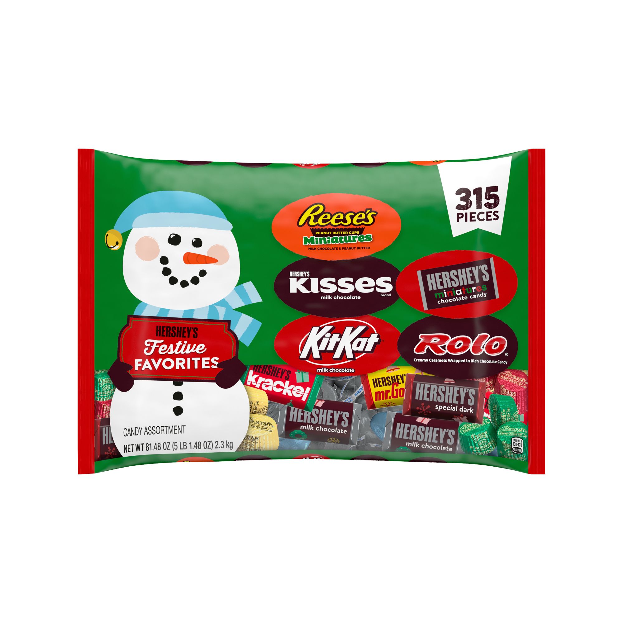 Hershey Assorted Chocolate Flavored, Christmas, Candy Bulk Bag, 315 ct.