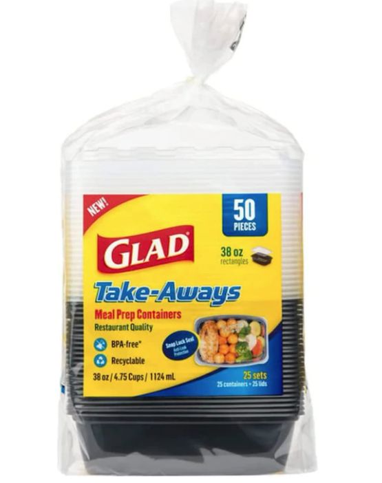 Glad Take-Aways Plastic Containers 38 oz 25 ct