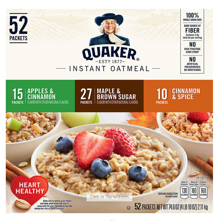 Quaker Instant Oatmeal Flavor Variety 1.51 oz (52-pk)
