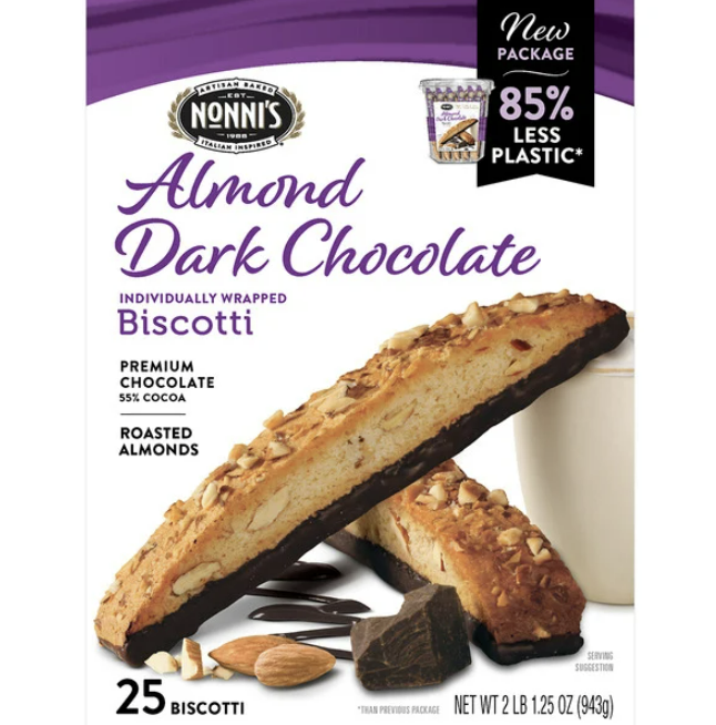 Nonni's Biscotti Almond Dark Chocolate 25 ct