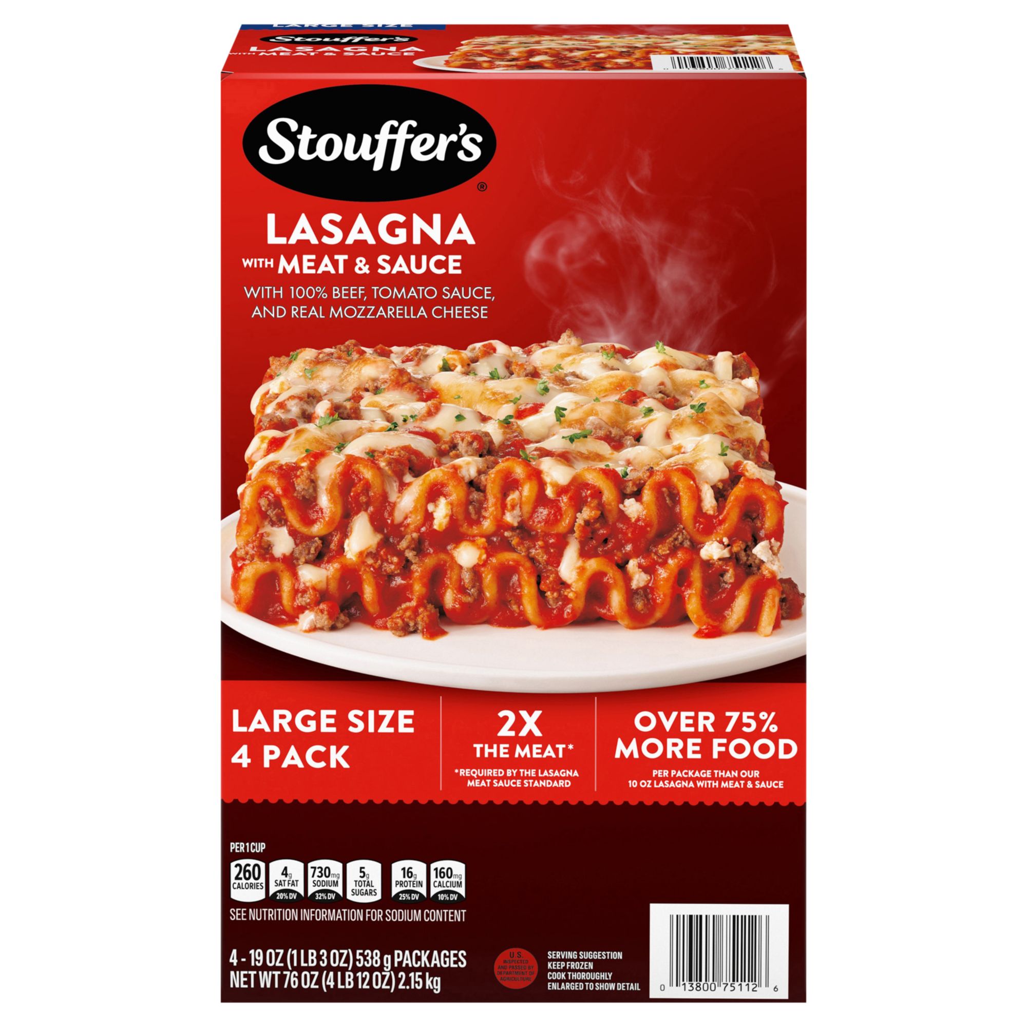 Stouffer's Large Size Lasagna with Meat and Sauce Frozen Meal, 76 oz.