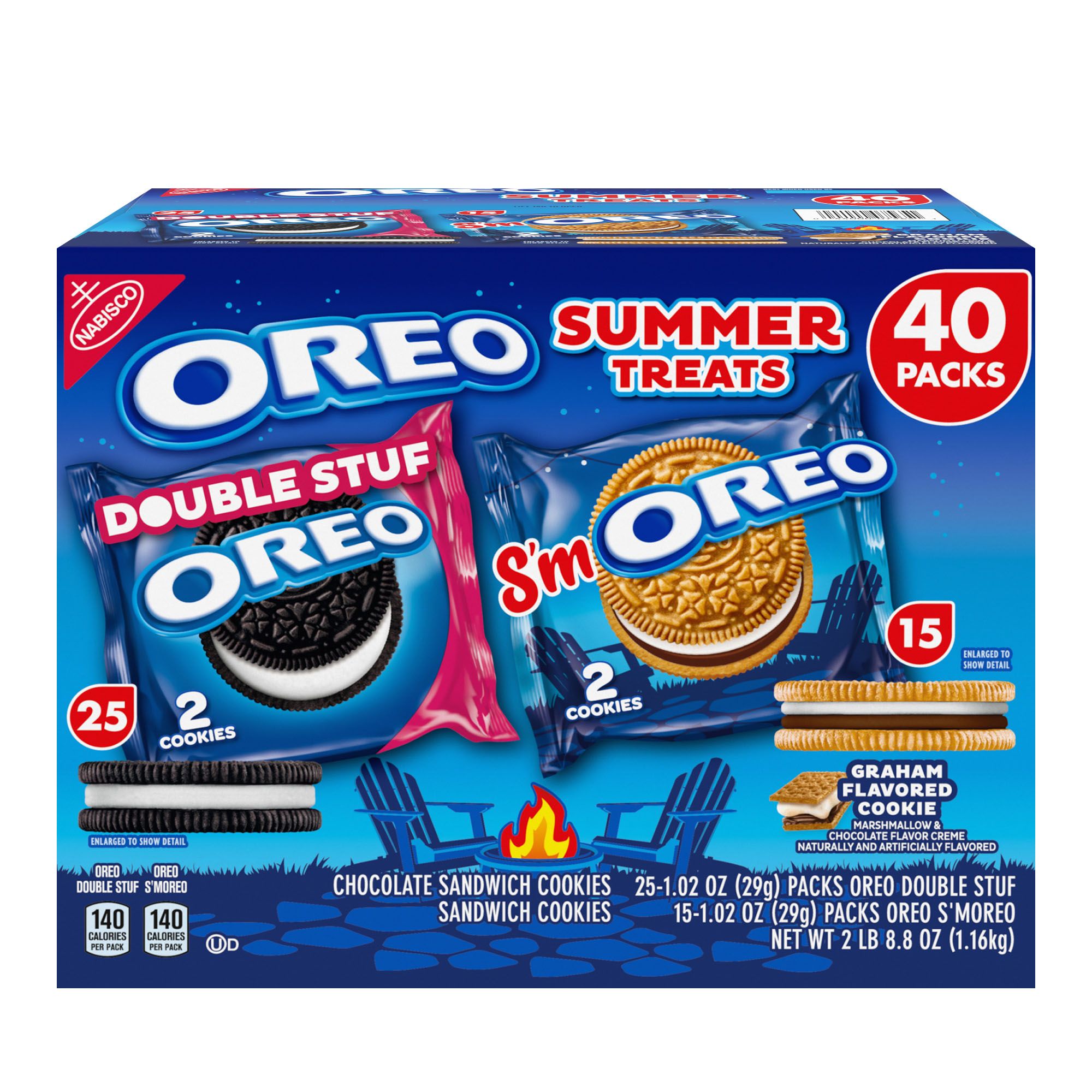 Nabisco Oreo Summer Treats Variety Pack, Snack Packs, 40 pack, 1.02 oz.