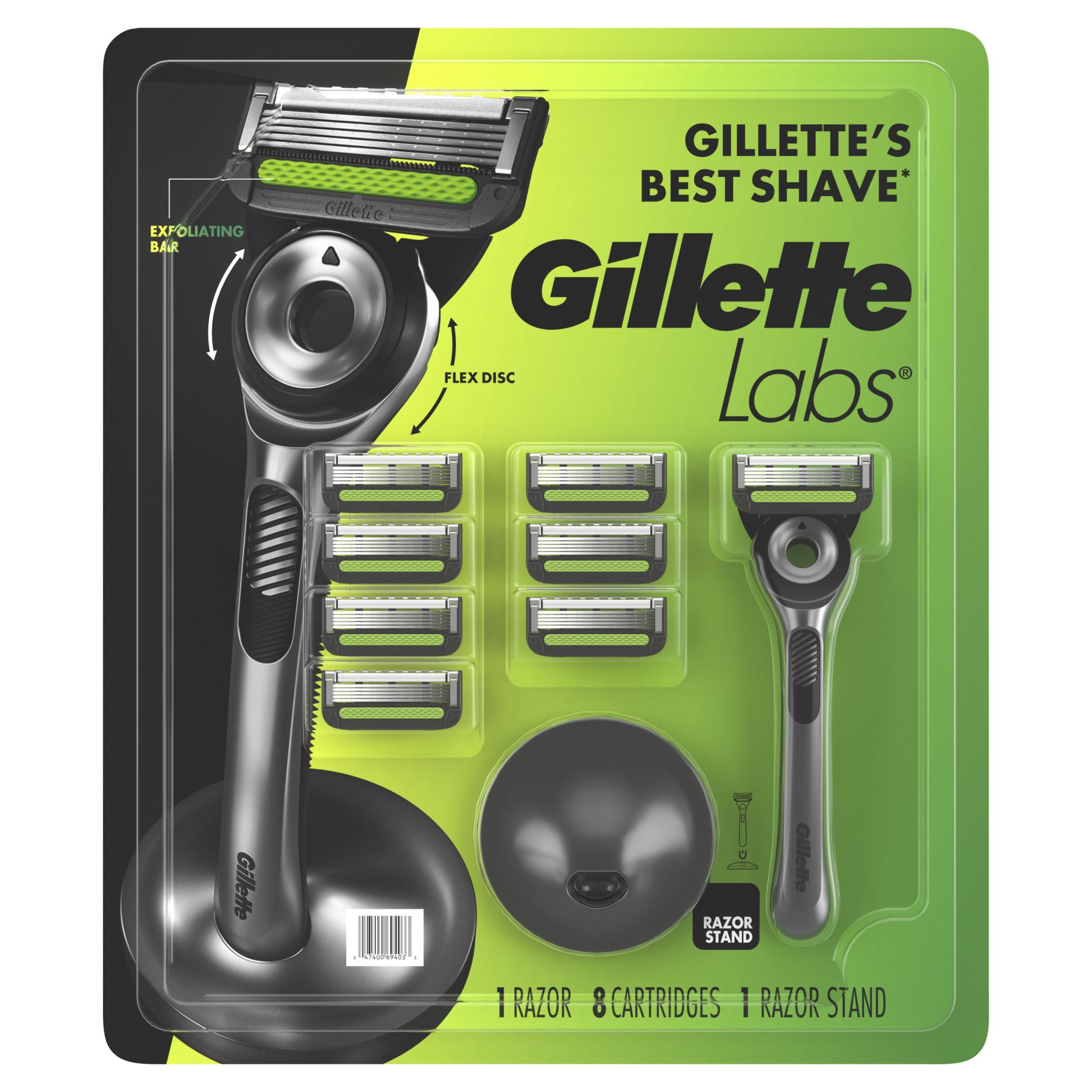 Gillette Labs with Exfoliating Bar Shaving Razor for Men, 1 Handle, 8 ...