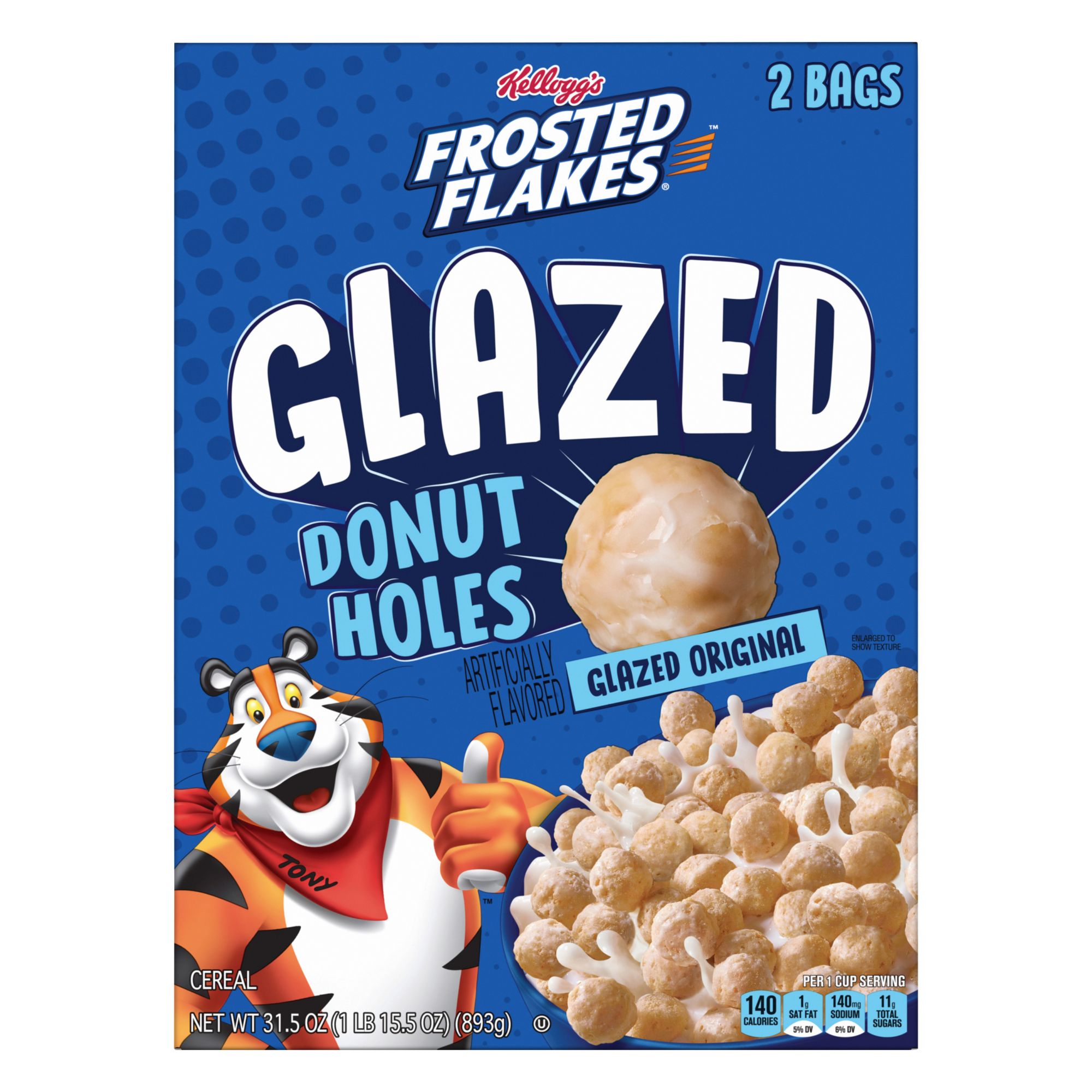 Kellogg's Frosted Flakes Glazed Donut Holes Breakfast Cereal, Kids ...