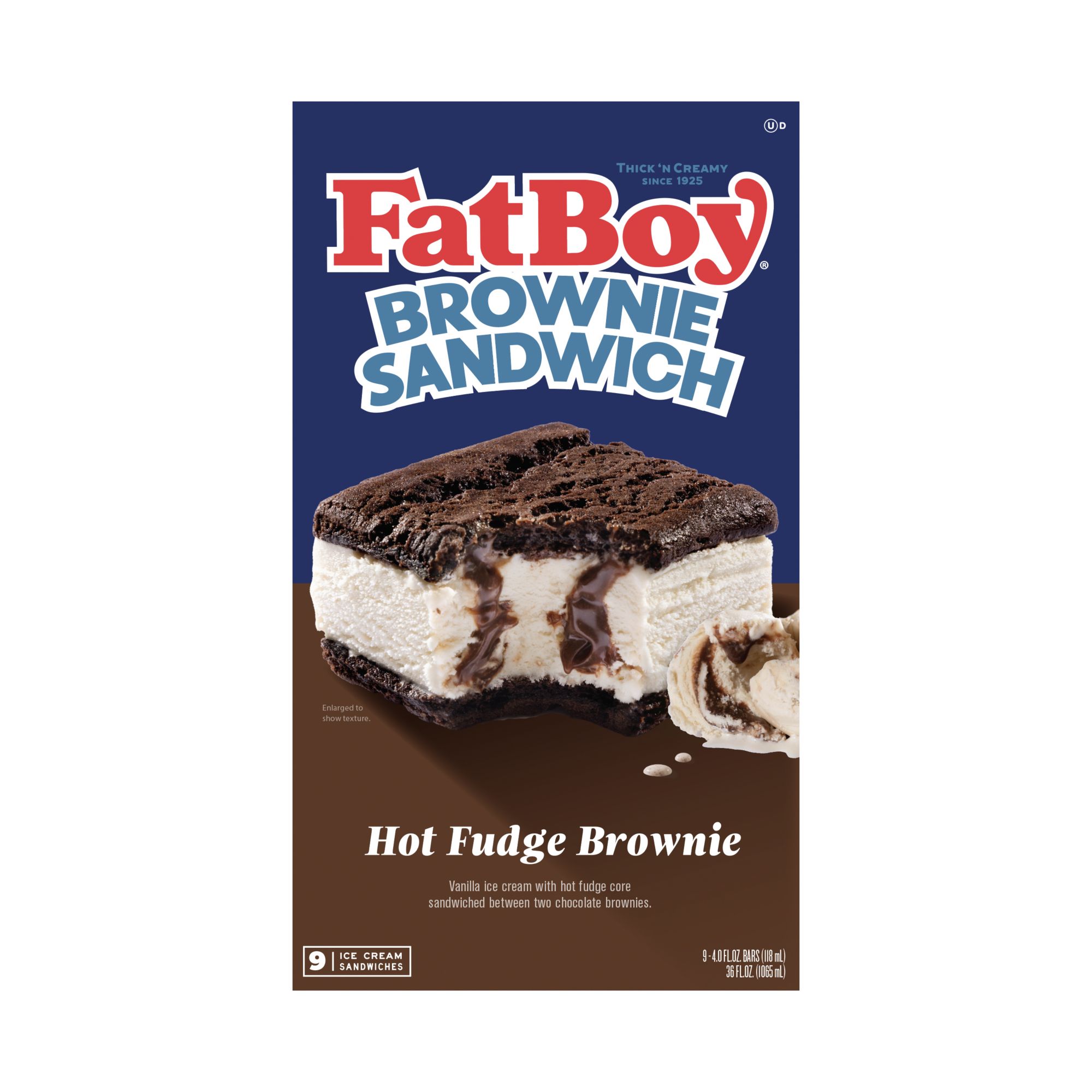 FatBoy Hot Fudge Brownie Ice Cream Sandwich, 9 count