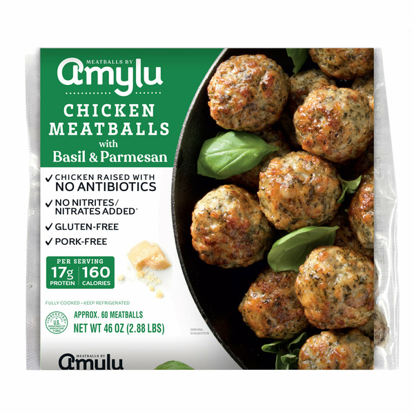 Amylu ABF Chicken Meatballs with Parmesan & Basil, 46 oz