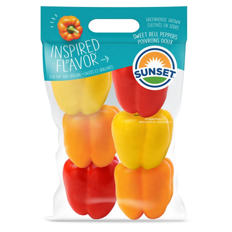 Sunset Multi Bell Sweet Peppers, 6 count