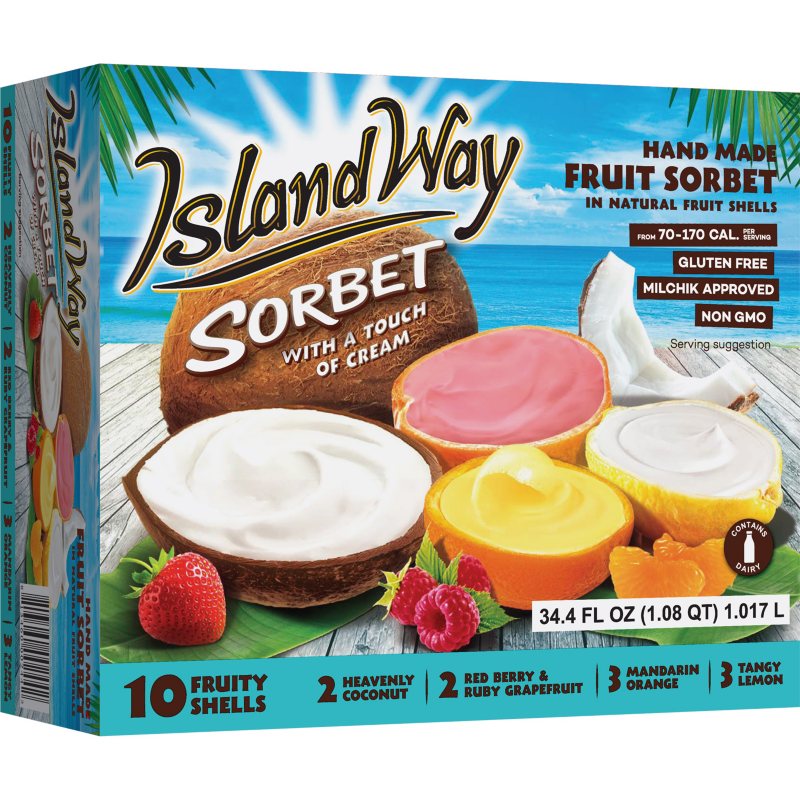 Island Way Handcrafted Assorted Fruit Sorbet, Frozen, 10 count