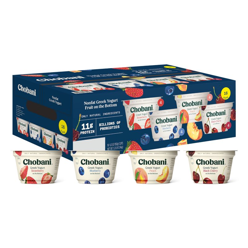 Chobani Nonfat Greek Yogurt Fruit On The Bottom Variety Pack, 5.3 oz ...