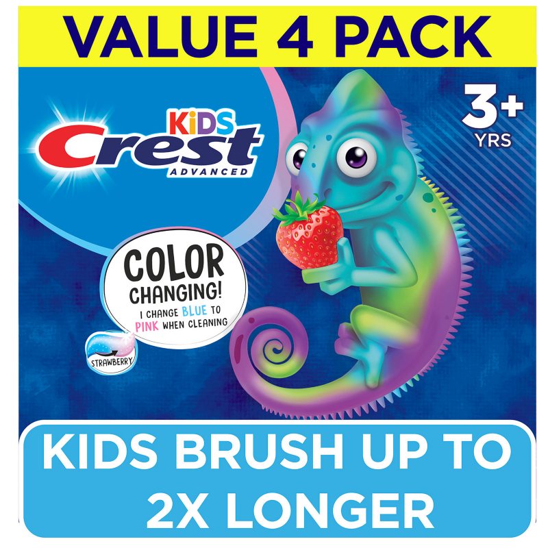 Crest Kid's Color Changing Toothpaste, Strawberry, 4.2 oz., 4 pack