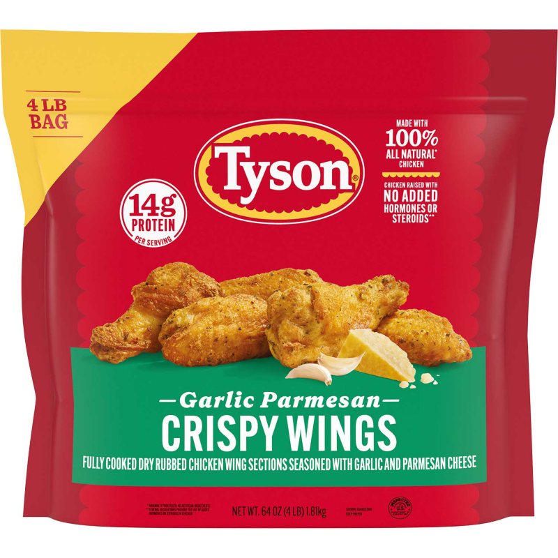 Tyson Garlic Parmesan Bone-In Oven Roasted Crispy Chicken Wings, Frozen ...