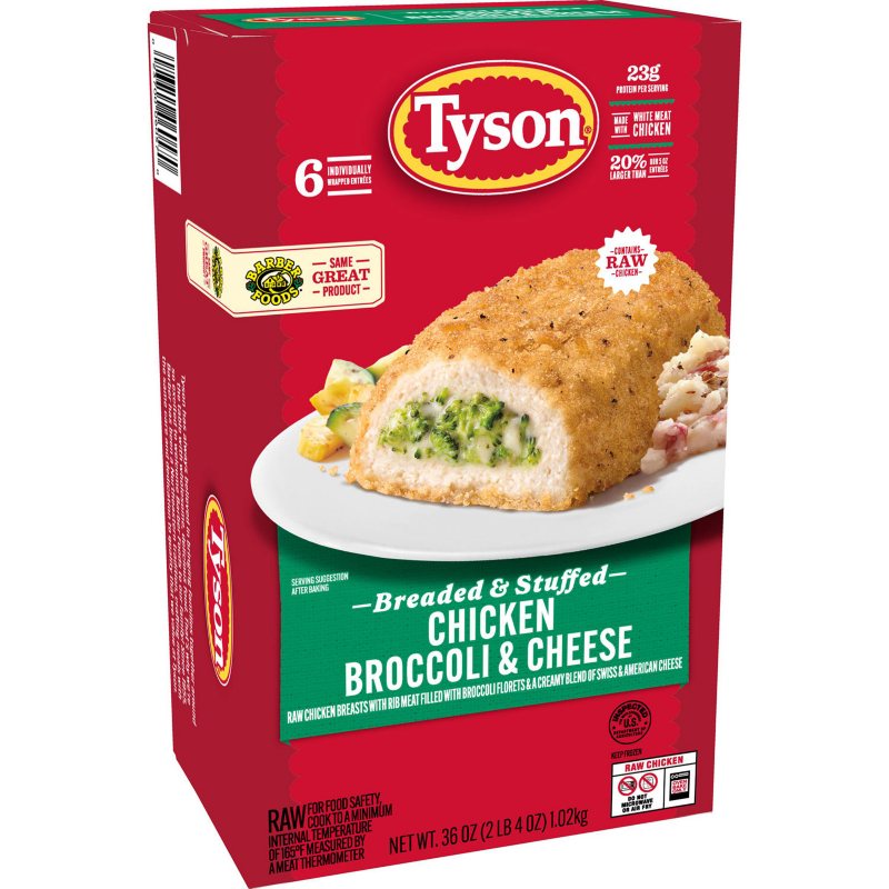Tyson Foods Stuffed Chicken Breast, Broccoli & Cheese, Frozen, 6 oz., 6 ...