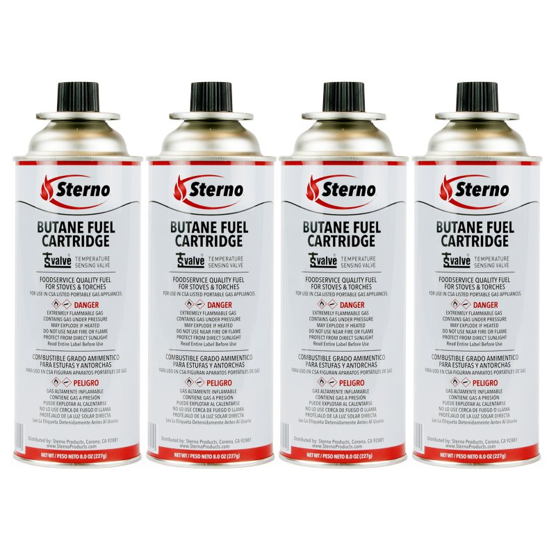 Sterno Butane Fuel Cartridge with Temperature Sensing Valve 8 o