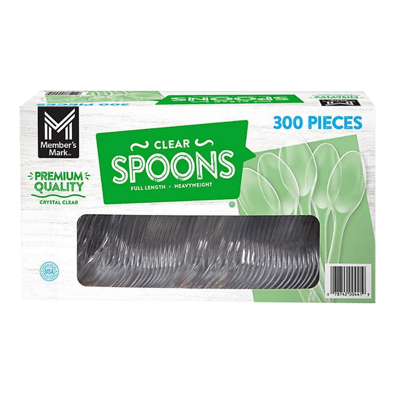 Member's Mark Clear Plastic Spoons, Heavyweight 300 count