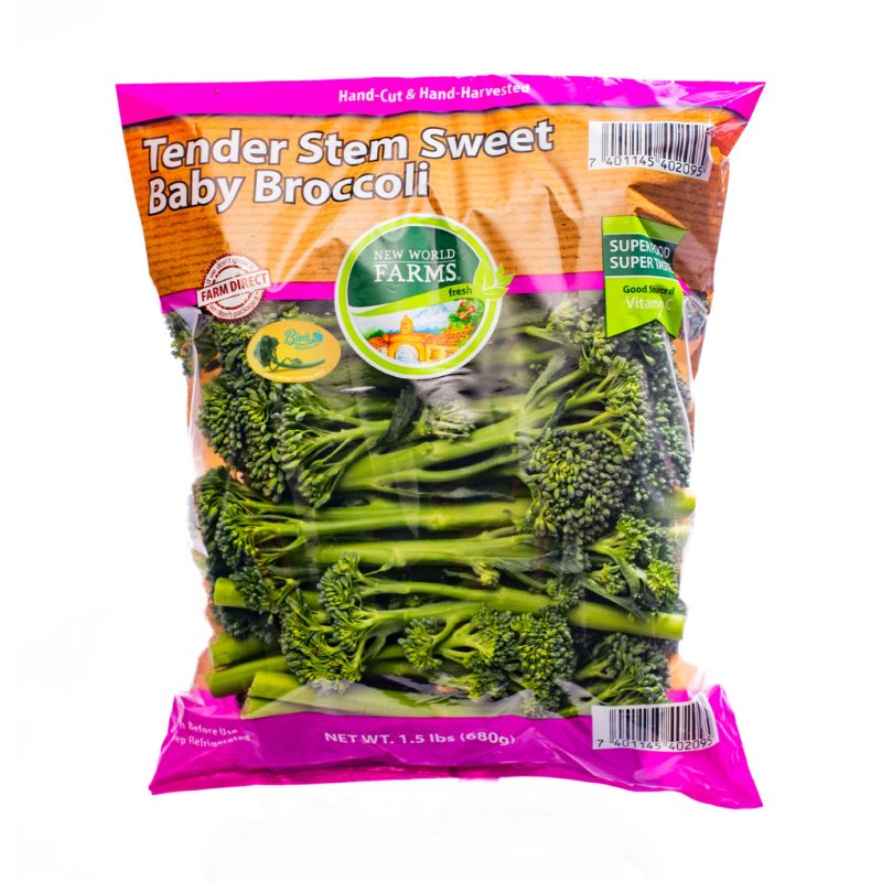 New World Farms Sweet Broccoli Tender Stems, 1.5 lbs.