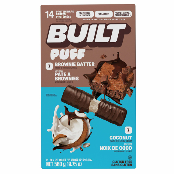 BUILT Puff Protein Bars, Variety Pack, 1.41 oz, 14 pk