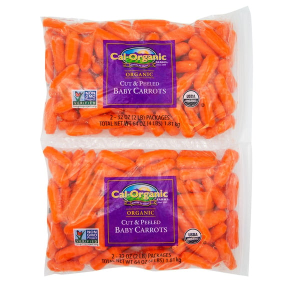 Cal Organic Peeled Carrots, 2 lbs, 2-count