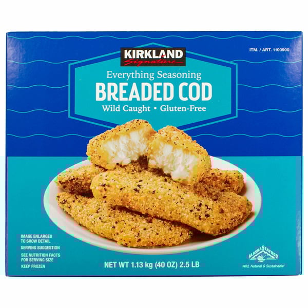 Kirkland Signature Gluten Free Everything Seasoning Breaded Cod, 2.5 lbs