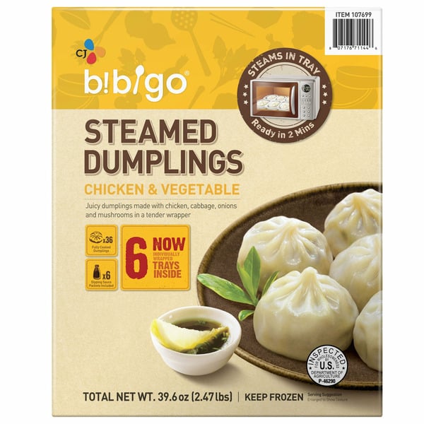 CJ Bibigo Steamed Chicken & Veggie Dumpling, 39.6 oz, 6-count