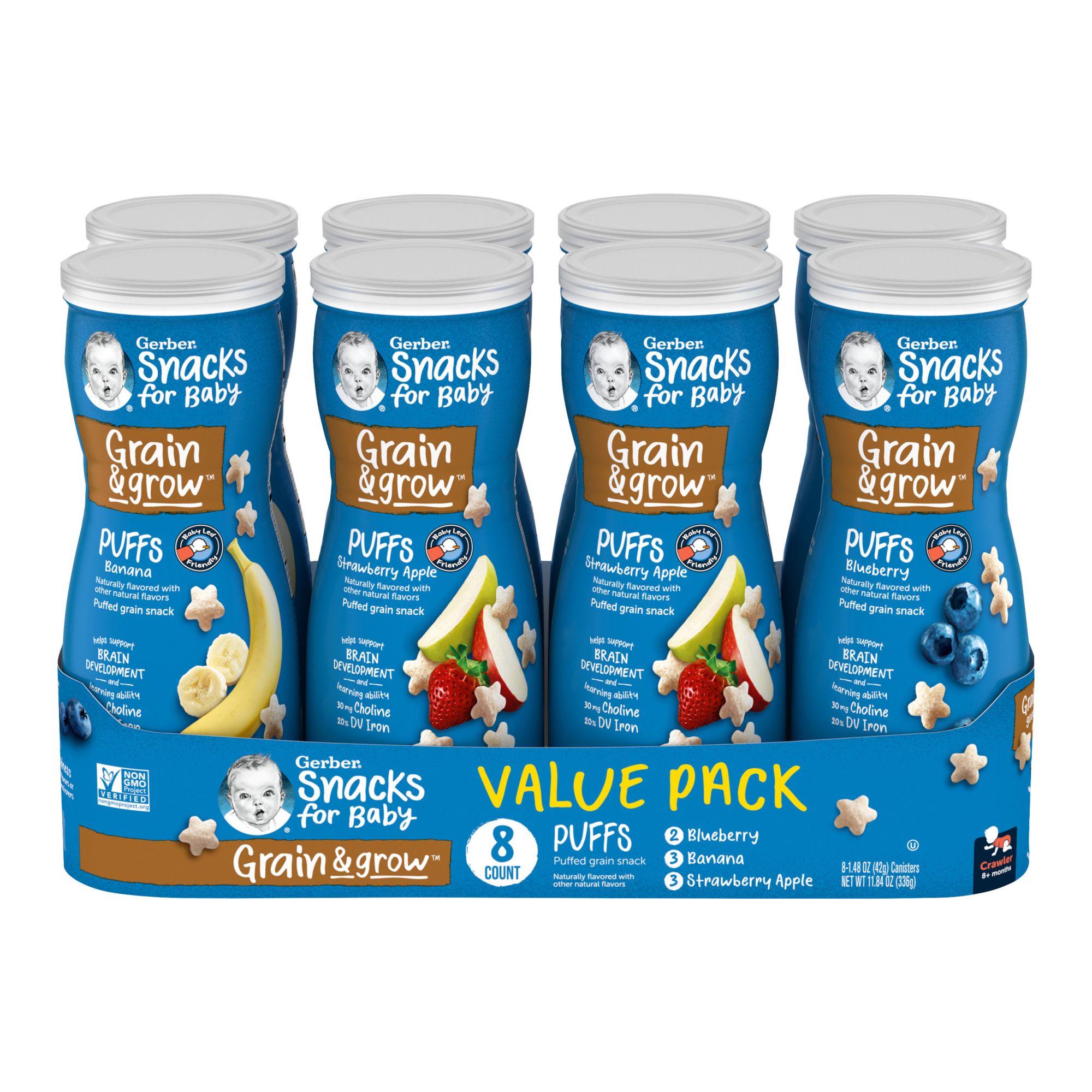 Gerber Baby Snacks Puffs Variety Pack 1.48 oz (8-ct)