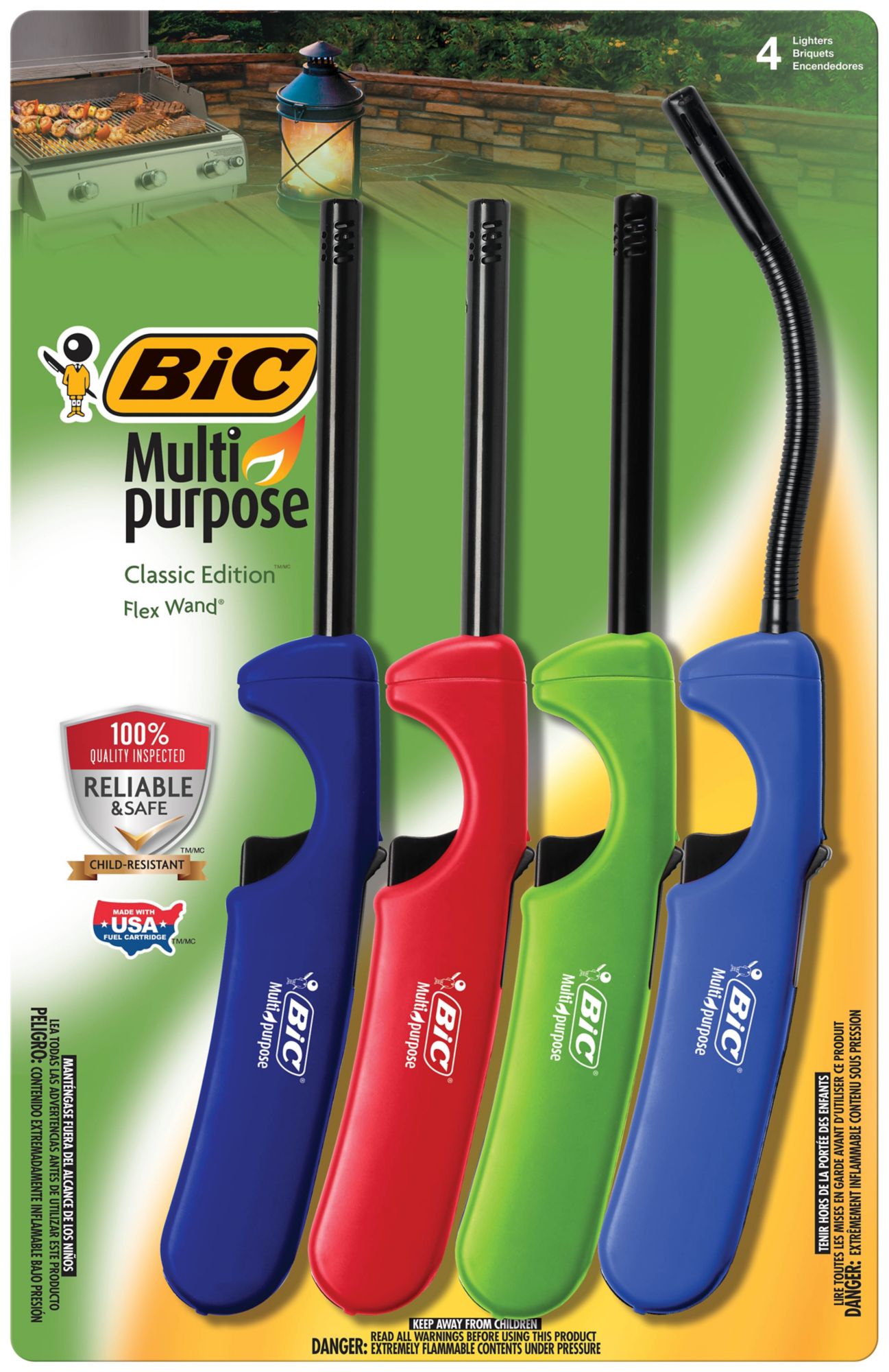 BIC Multi-Purpose Classic Edition Flex Wand Lighters 4 ct