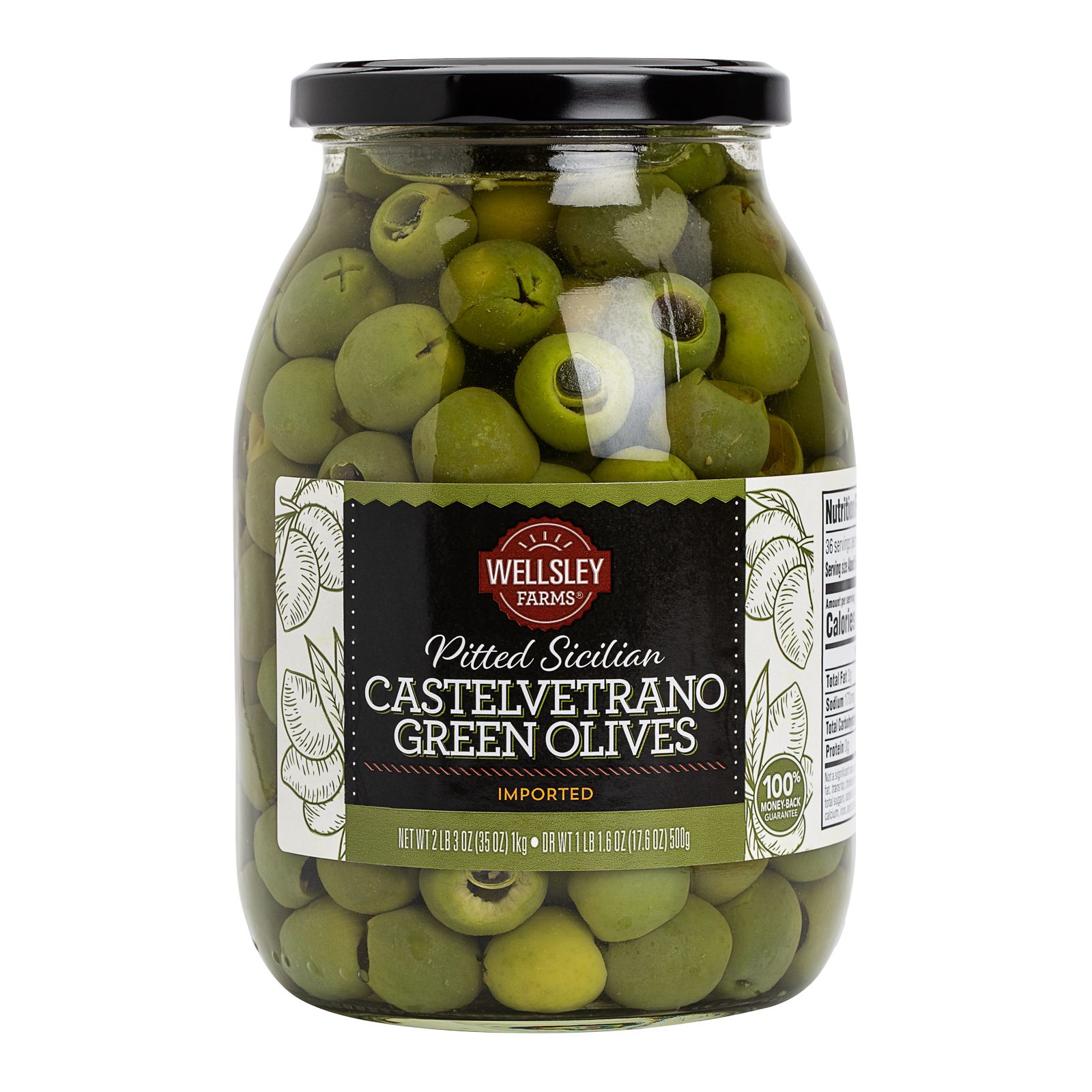 Wellsley Farms Pitted Sicilian Castelvetrano Green Olives 35.3