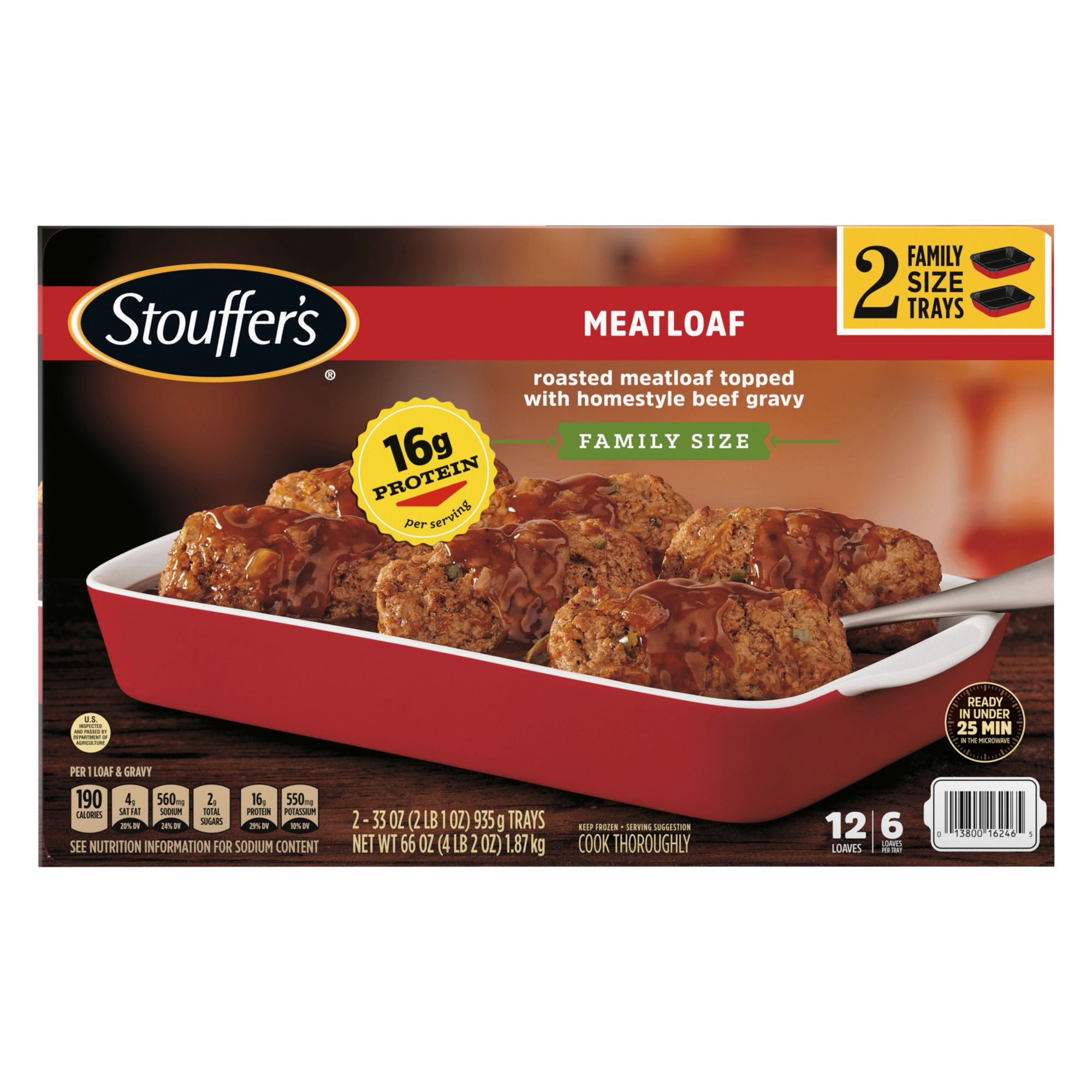 Stouffer's Meatloaf, Two Family Size Trays, Frozen Meatloaf, 33 oz., 2 pack