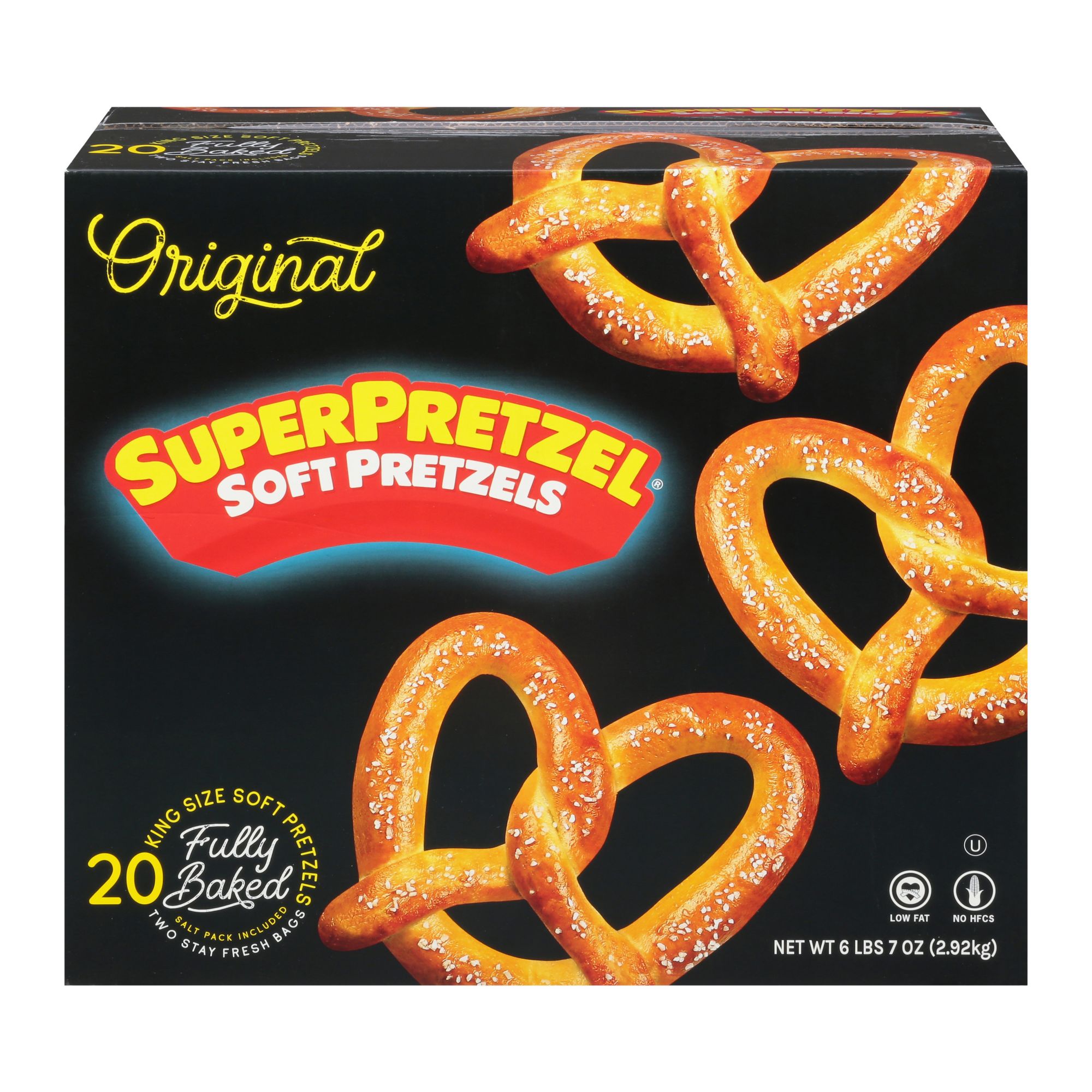 Superpretzel Original King Size Soft Pretzels, 20 count