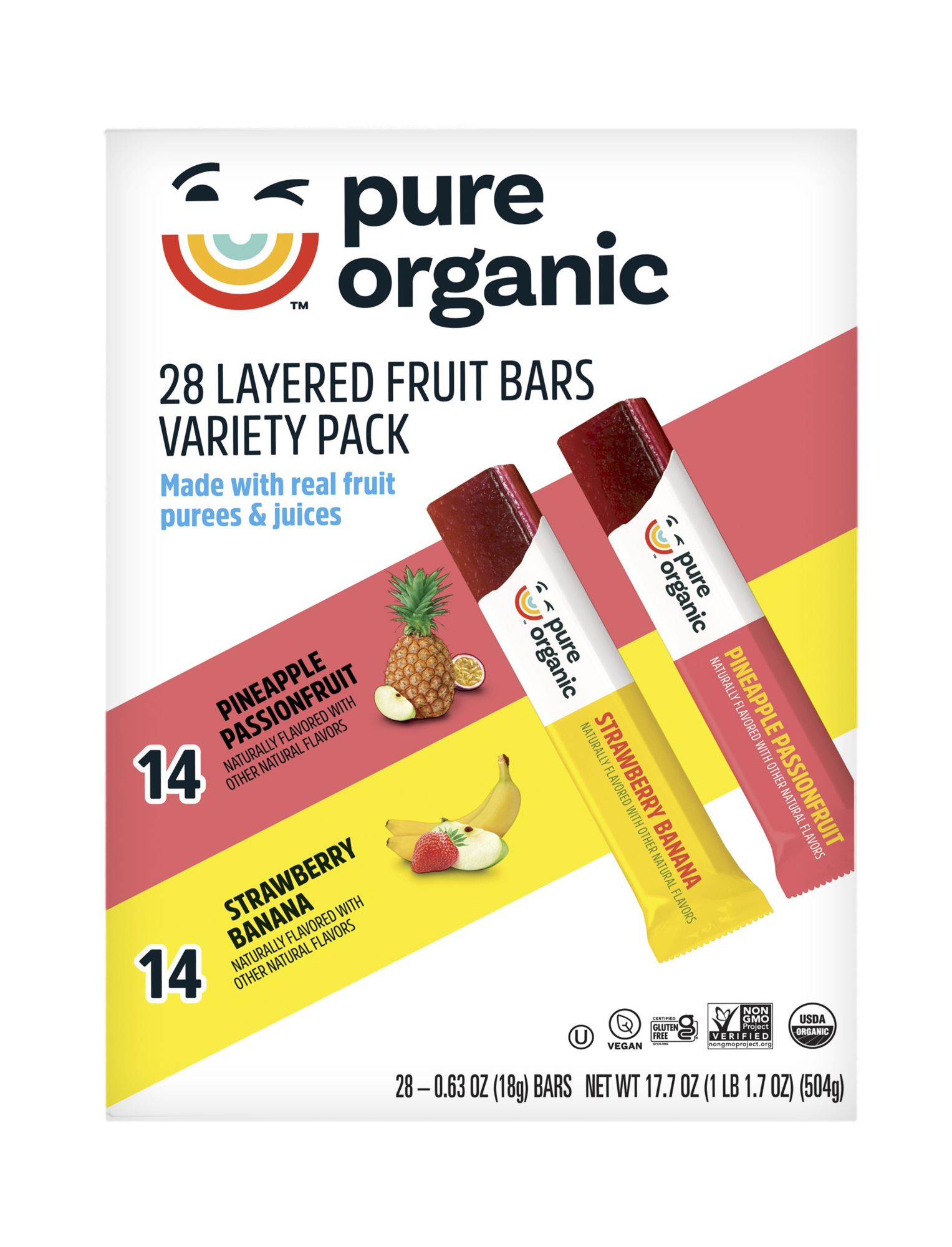 Pure Organic Layered Fruit Bars Variety Pack 0.63 oz (28-pk)