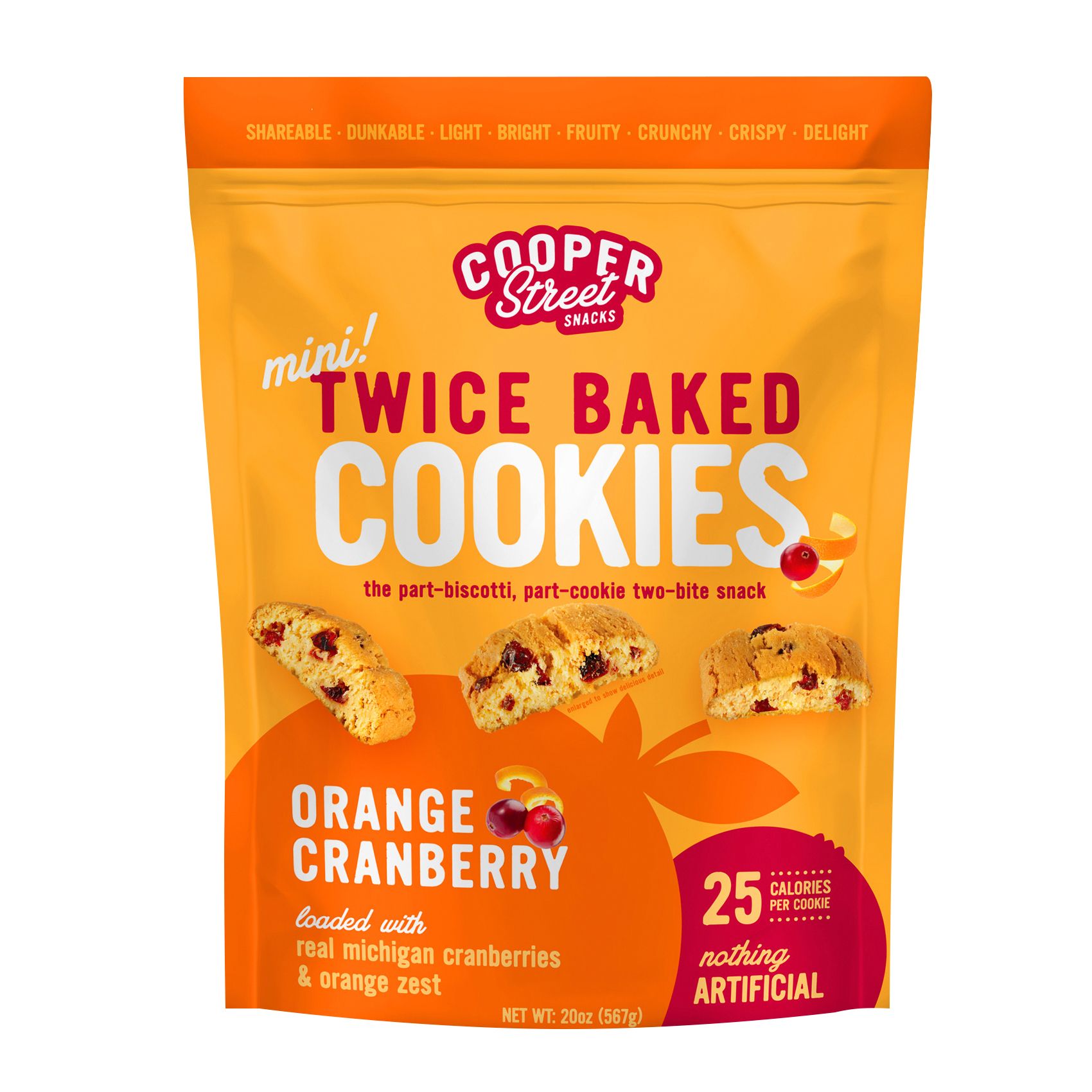 Cooper Street Cookies, Orange Cranberry Twice Baked Cookies, 20 oz.