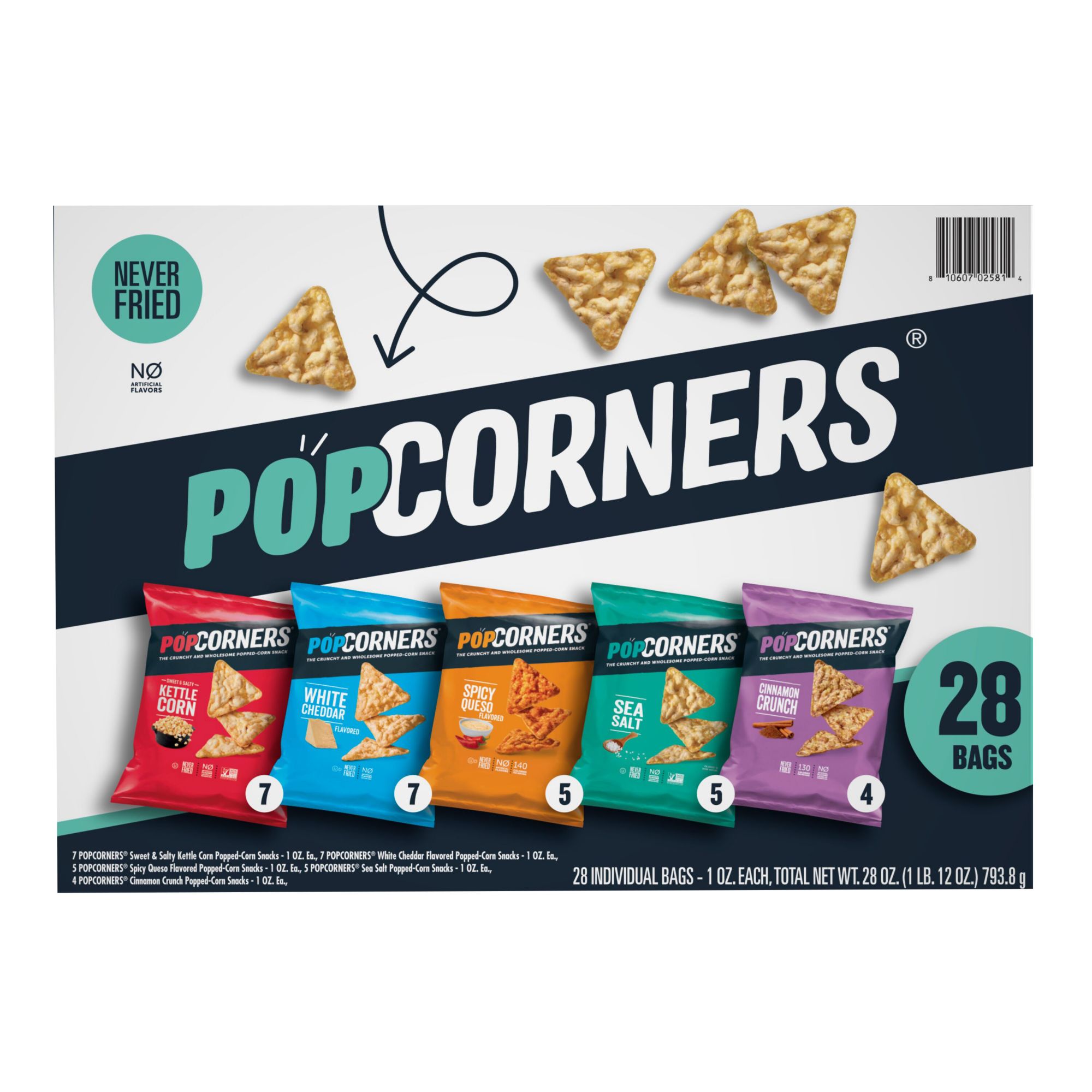 PopCorners 5 Flavor Variety Pack Popped Corn Chips Snacks, 1 oz., 28 count
