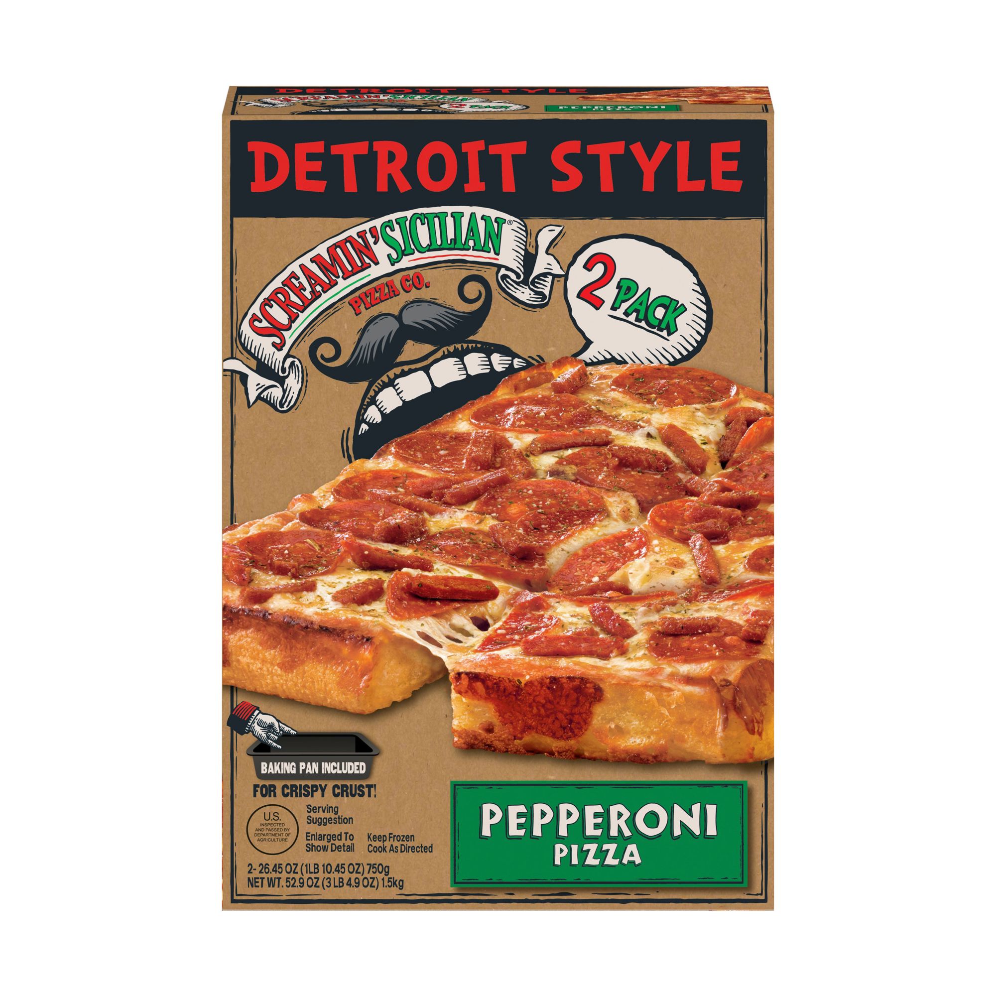Screamin' Sicilian Detroit Style Pepperoni Pizza, 2 pack